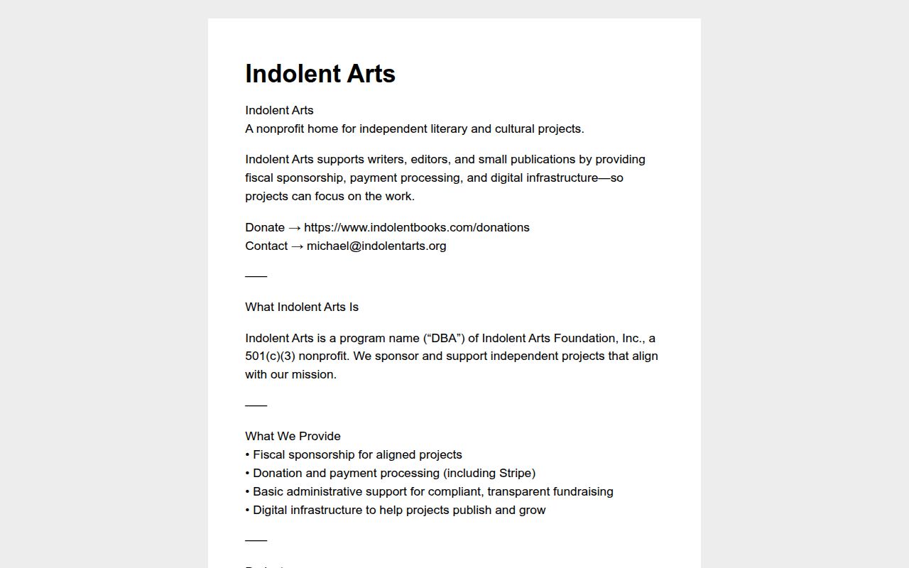 Indolent Arts